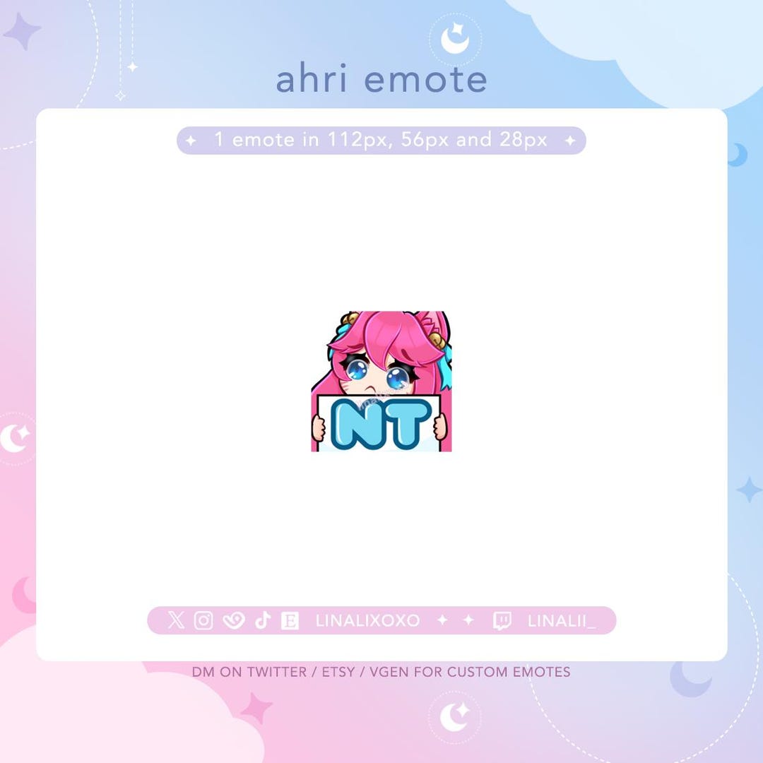 NT Nice Try Sad Lol League of Legends Spirit Blossom Ahri Emote | Cute ...