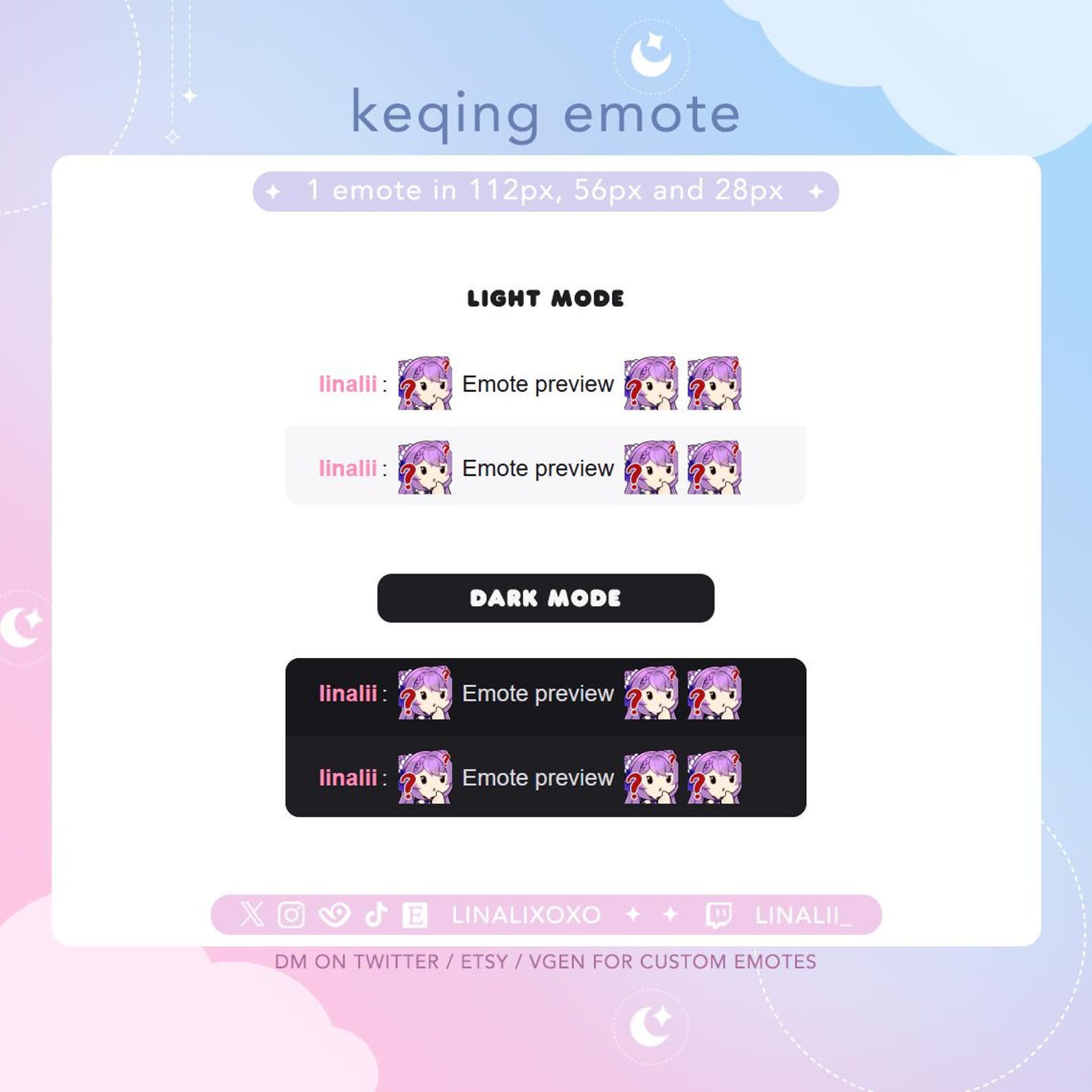 Blank Question Confused Genshin Impact Keqing Emote | Cute Chibi Twitch ...
