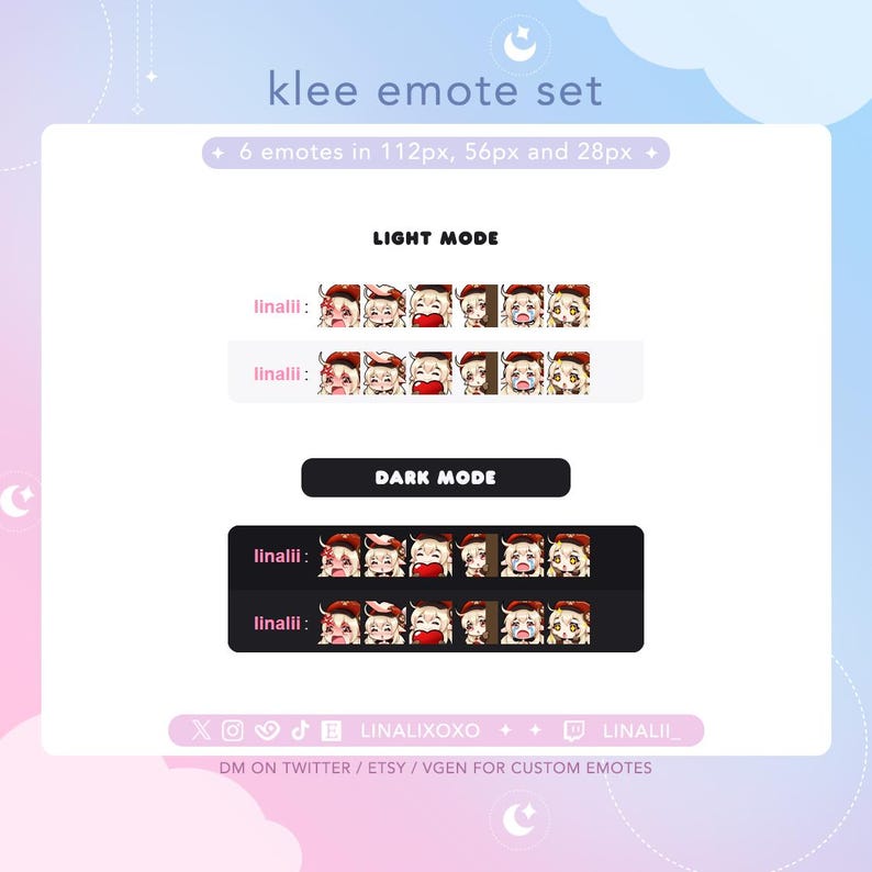 Genshin Impact Klee Emote Set Pack | Cute Chibi Twitch Streamer Discord ...