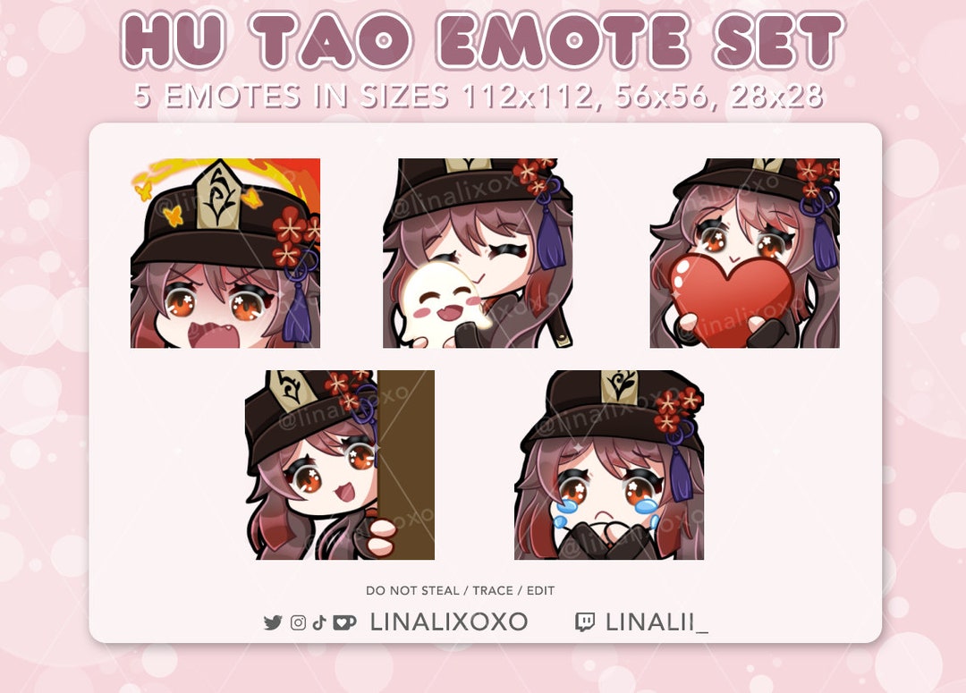 Genshin Impact Hu Tao Emote Set Pack Cute Chibi Twitch Streamer Discord ...
