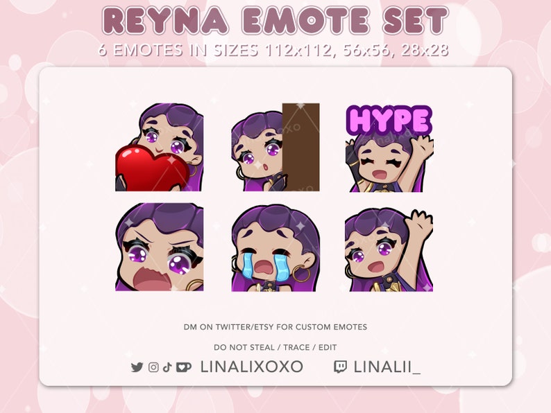 Valorant Reyna Emote Set Pack Cute Chibi Twitch Streamer Discord Emotes ...