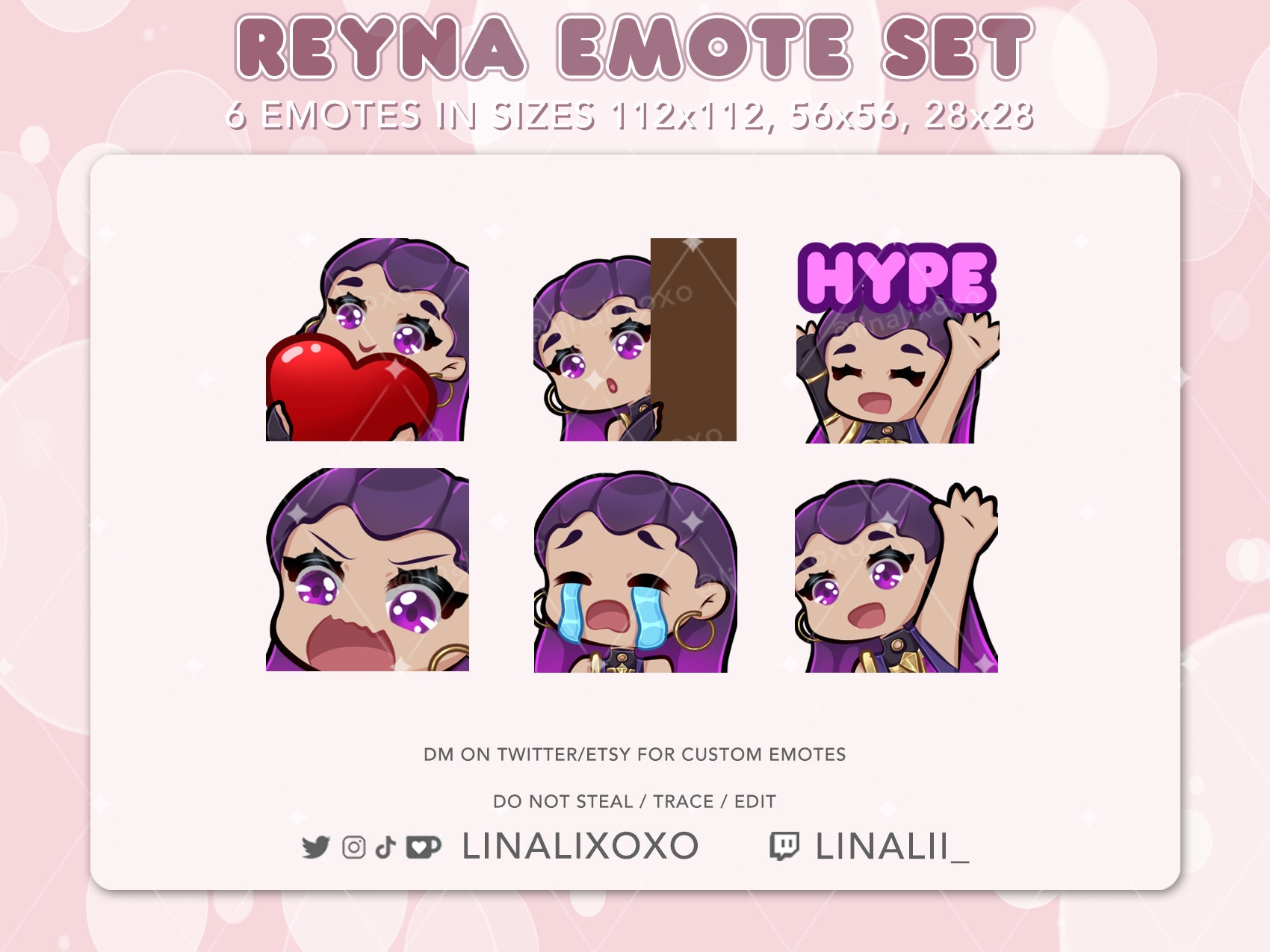 Valorant Reyna Emote Set Pack Cute Chibi Twitch Streamer Discord Emotes ...