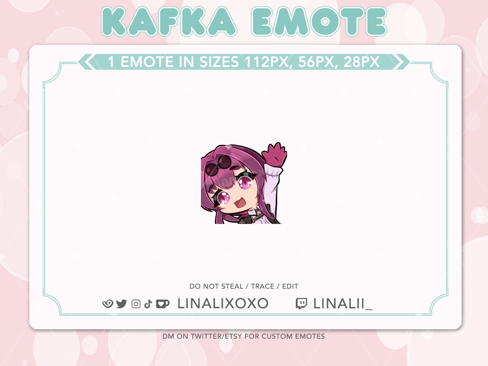 Hi Hello Wave Honkai Star Rail Kafka Emote | Cute Chibi Twitch Streamer ...