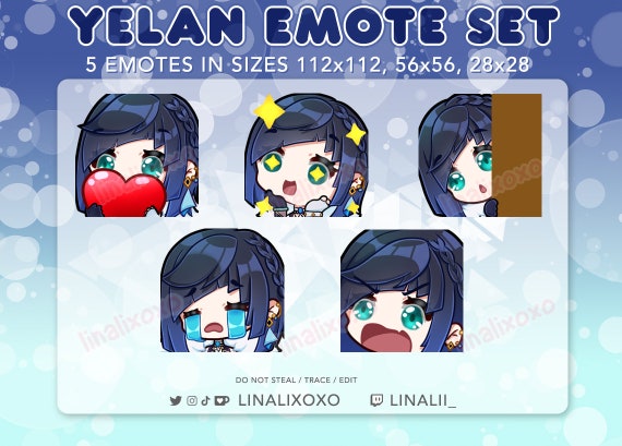 Genshin Impact Yelan Emote Set Pack Cute Chibi Twitch - Etsy