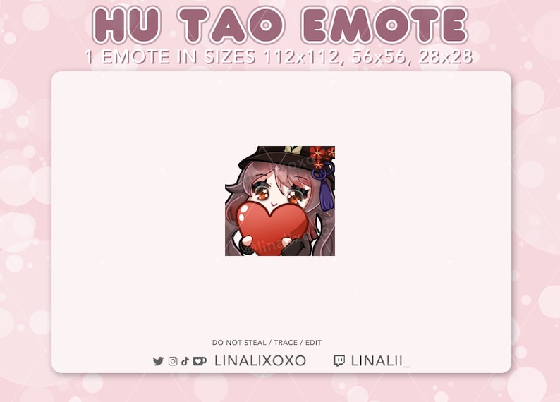 Love Heart Genshin Impact Hu Tao Emote Cute Chibi Twitch Streamer ...