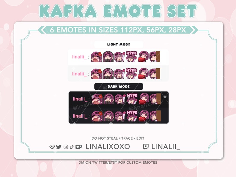 Honkai Star Rail Kafka Emote Set Pack | Cute Chibi Twitch Streamer ...
