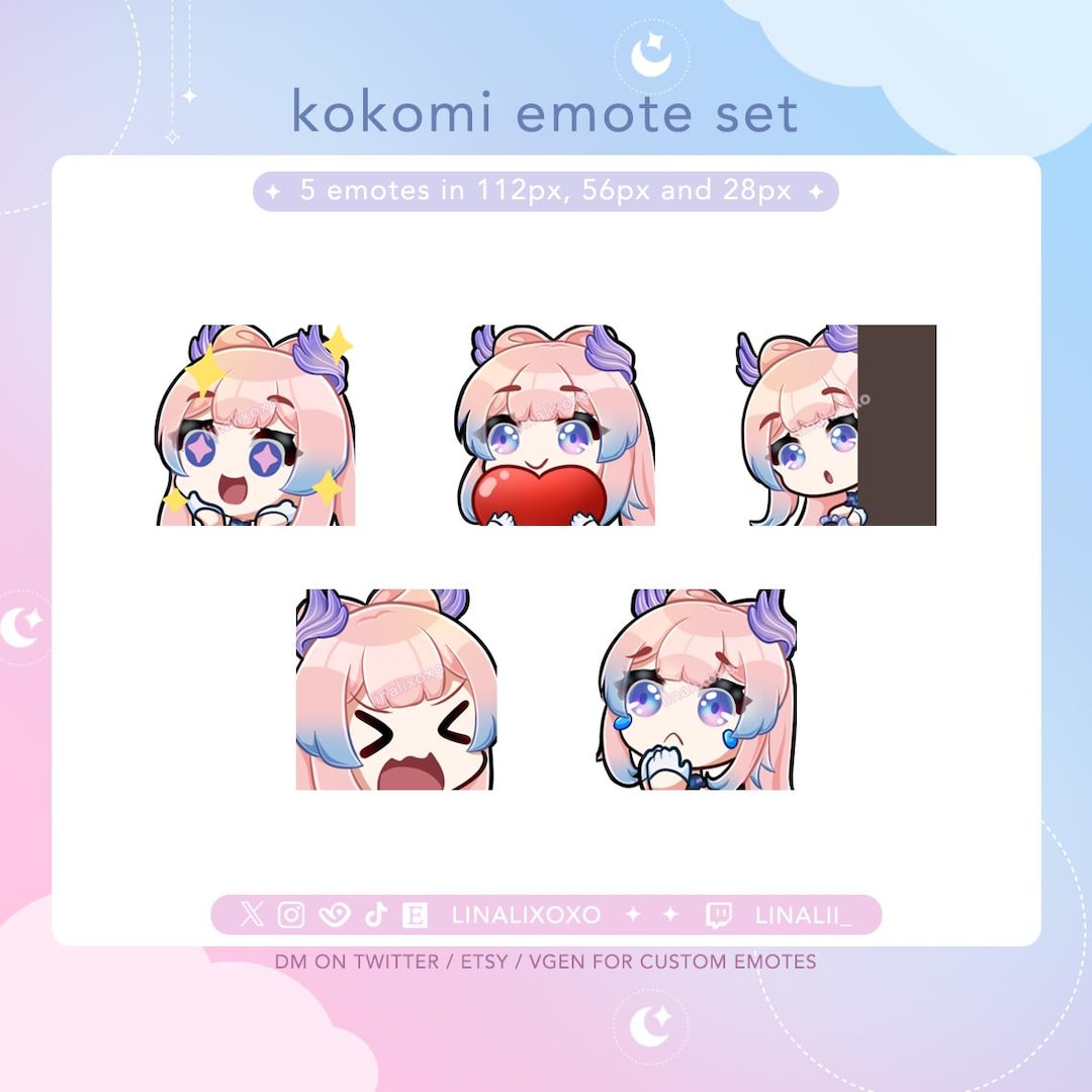 Genshin Impact Kokomi Emote Set Pack | Cute Chibi Twitch Streamer ...