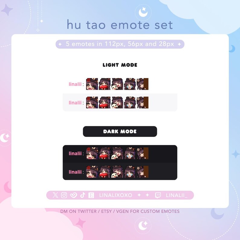Buy Genshin Impact Hu Tao Emote Set Pack | Cute Chibi Twitch Streamer ...