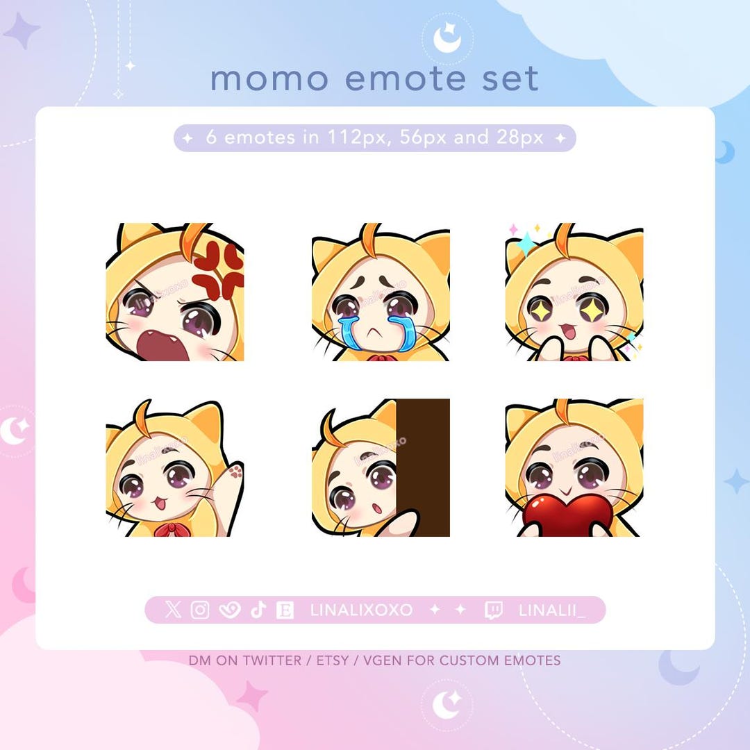 Infinity Nikki Momo Emote Set Pack | Cute Chibi Twitch Streamer Discord ...