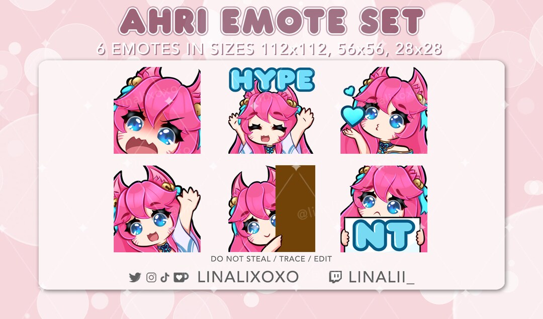 LoL League of Legends Spirit Blossom Ahri Emote Set Pack / Cute Chibi ...