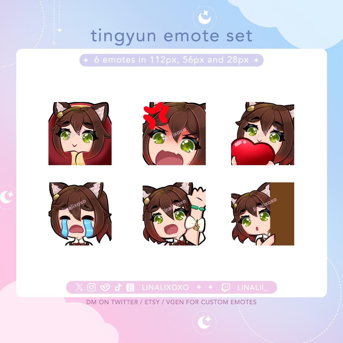 Honkai Star Rail Tingyun Emote Set Pack | Cute Chibi Twitch Streamer ...