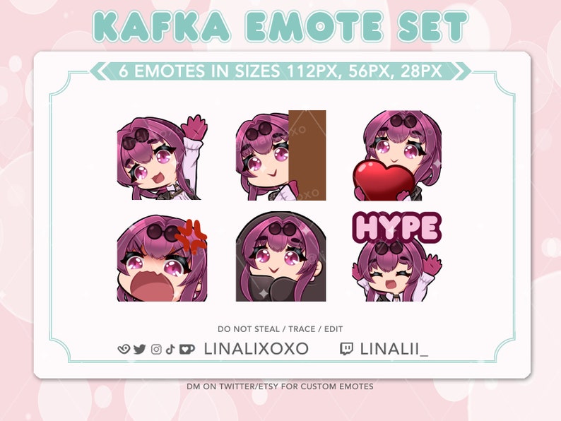 Honkai Star Rail Kafka Emote Set Pack | Cute Chibi Twitch Streamer ...