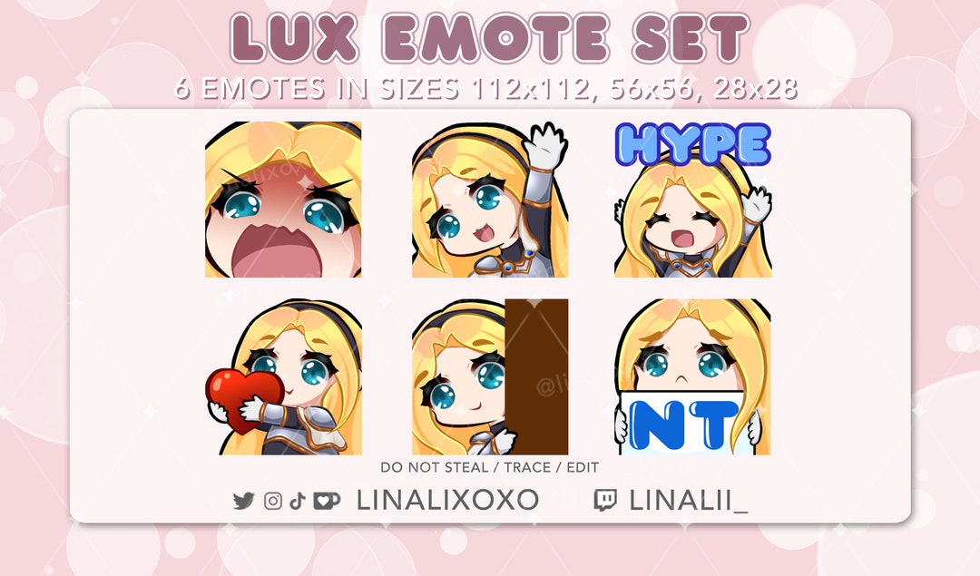 Lol League of Legends Lux Emote Set Pack | Cute Chibi Twitch Streamer ...