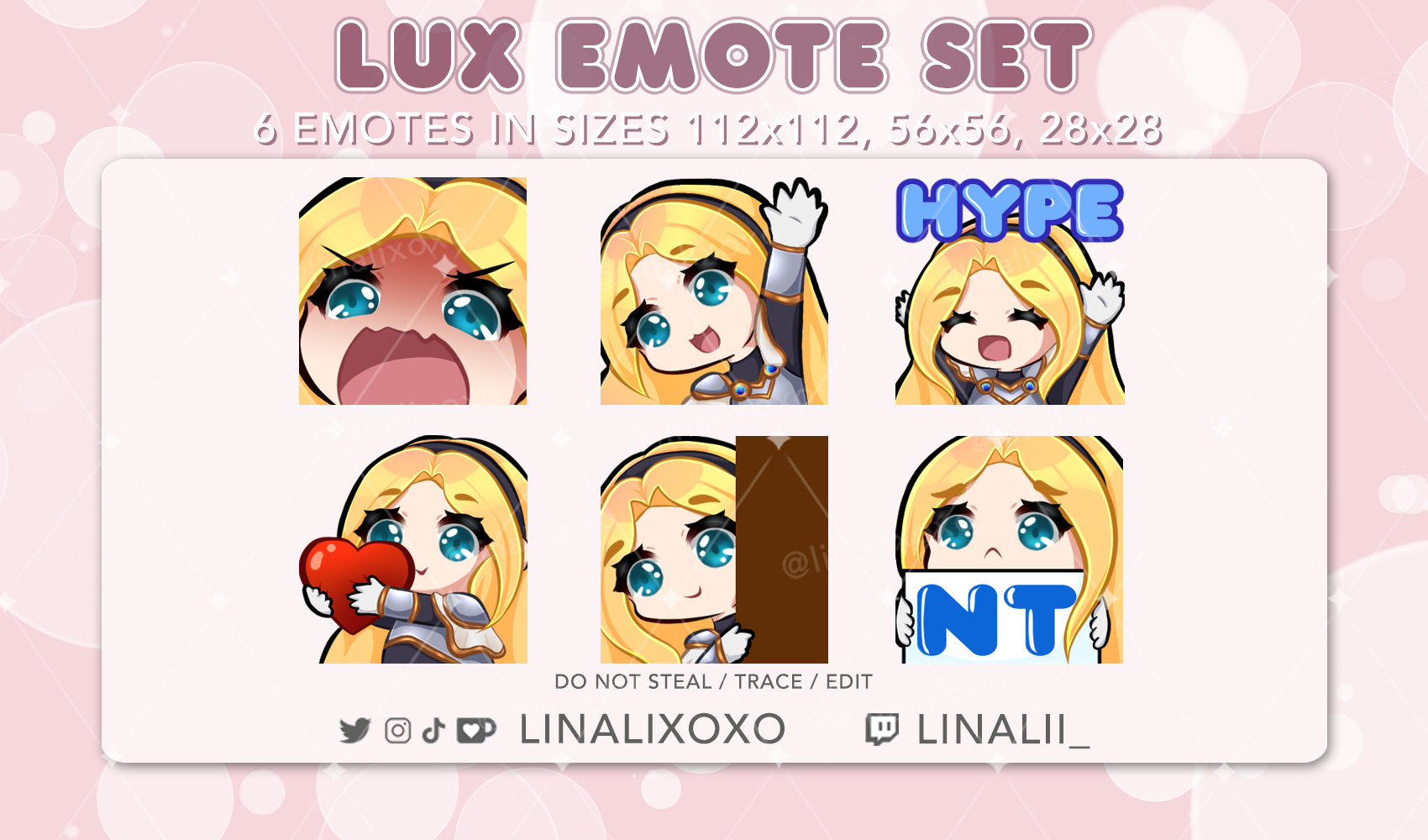Lol League of Legends Lux Emote Set Pack | Cute Chibi Twitch Streamer ...