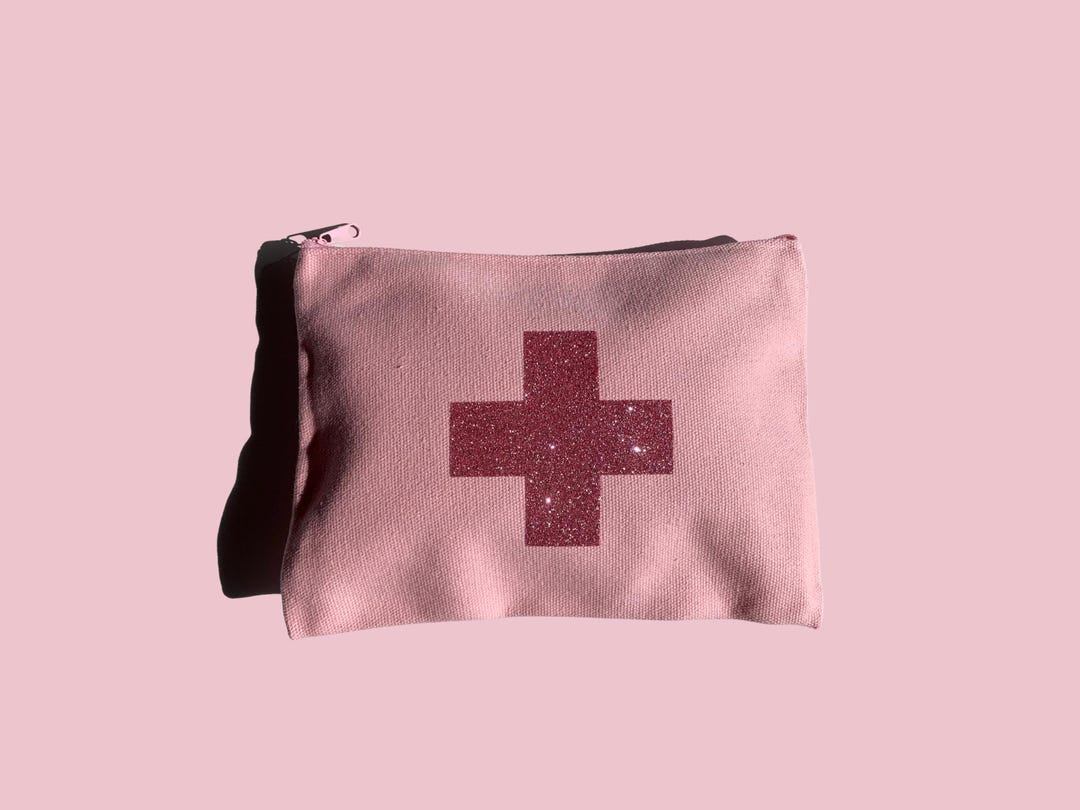 Pink First Aid Pouch Pink First Aid Kit Glitter Girly Makeup Bag Pink ...