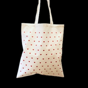 Heart Tote Bag, Tote Bag Red Hearts, Trendy Tote Bag, Red Hearts Gift ...