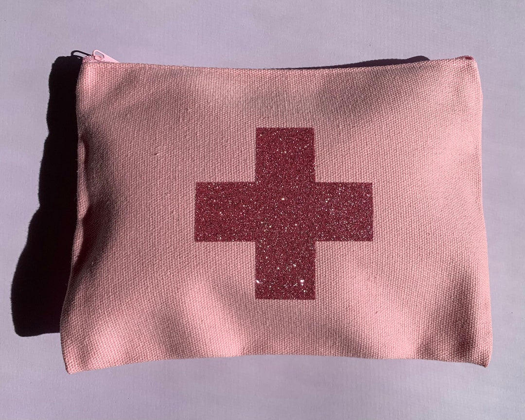 Pink First Aid Pouch Pink First Aid Kit Glitter Girly Makeup Bag Pink ...