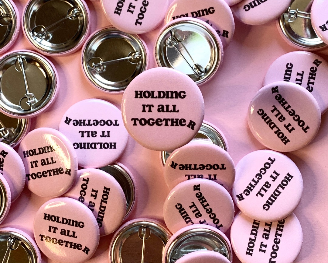 Sarcastic Round Button Pink Text Jacket Pin Small Pink Round Button ...