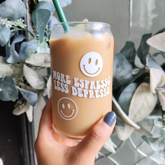 Kitchen & Dining Drink & Barware More Espresso less depresso Glass cup ...