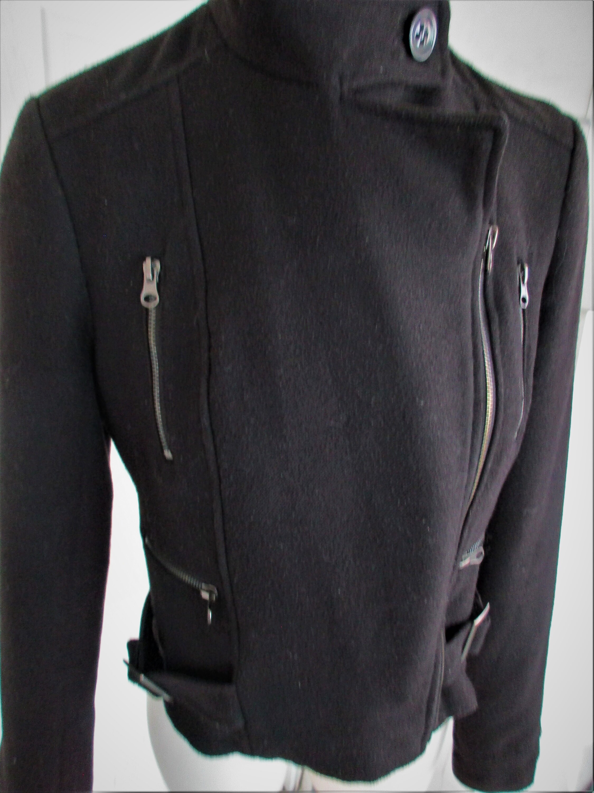 SIZE LARGE Long Sleeves Wool Zipper Type Jacket 80s 90s YTK Mod Boho ...