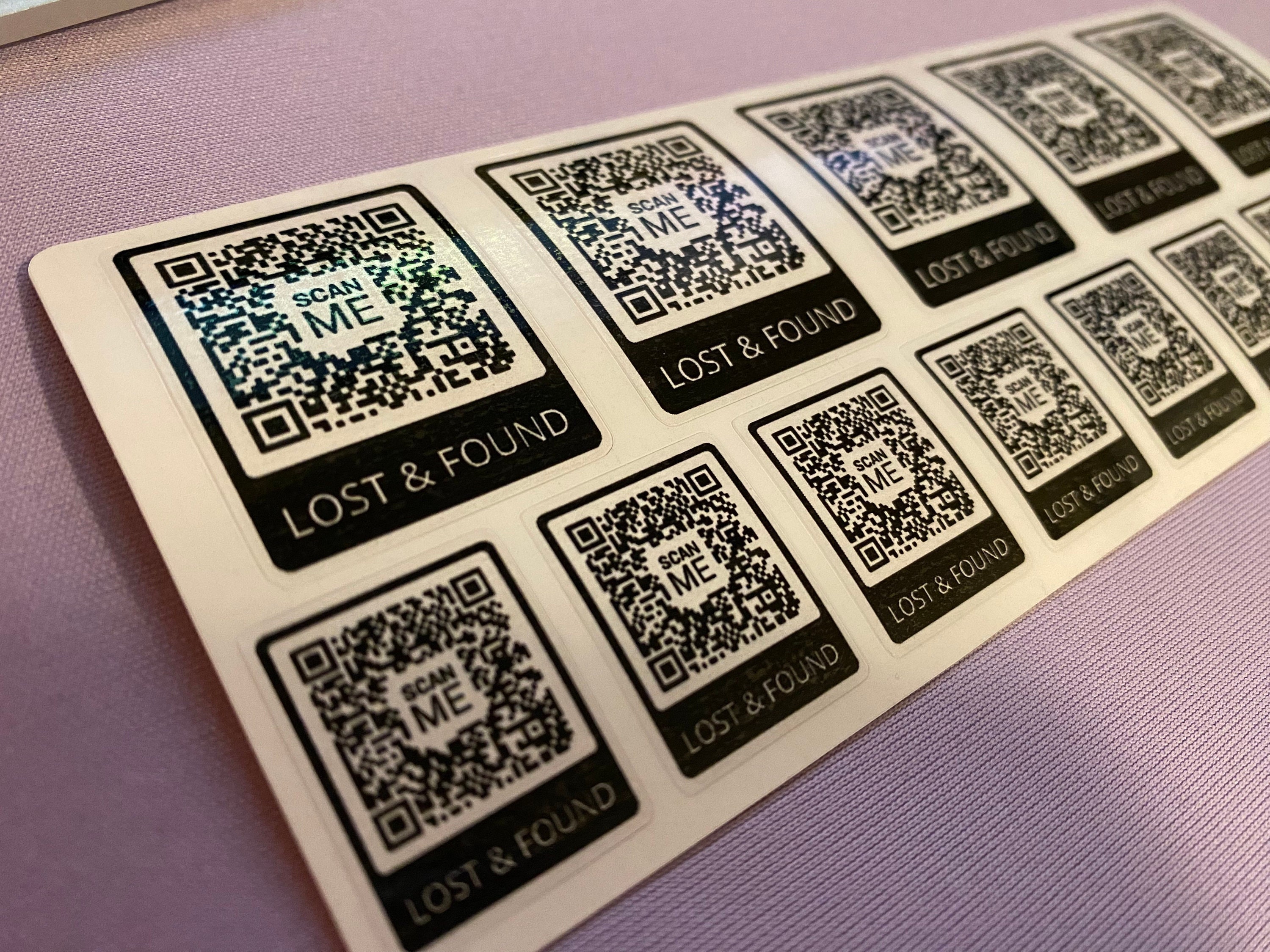 Lost & Found SMS QR Code Water Proof Stickers Labels Tags Pack of 30 ...