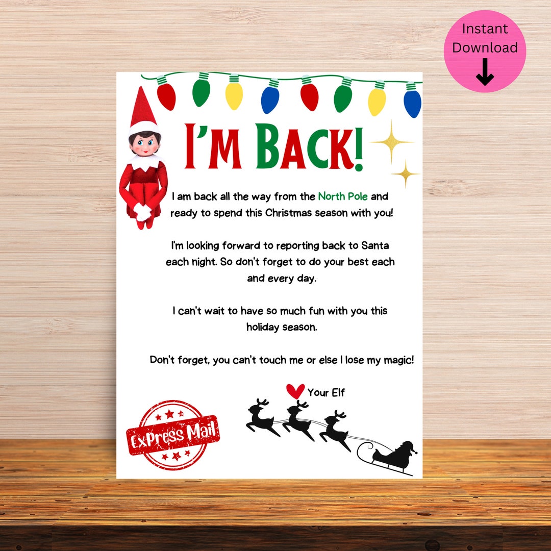 Elf Arrival Announcement Letter, Christmas Printable (digital Download ...