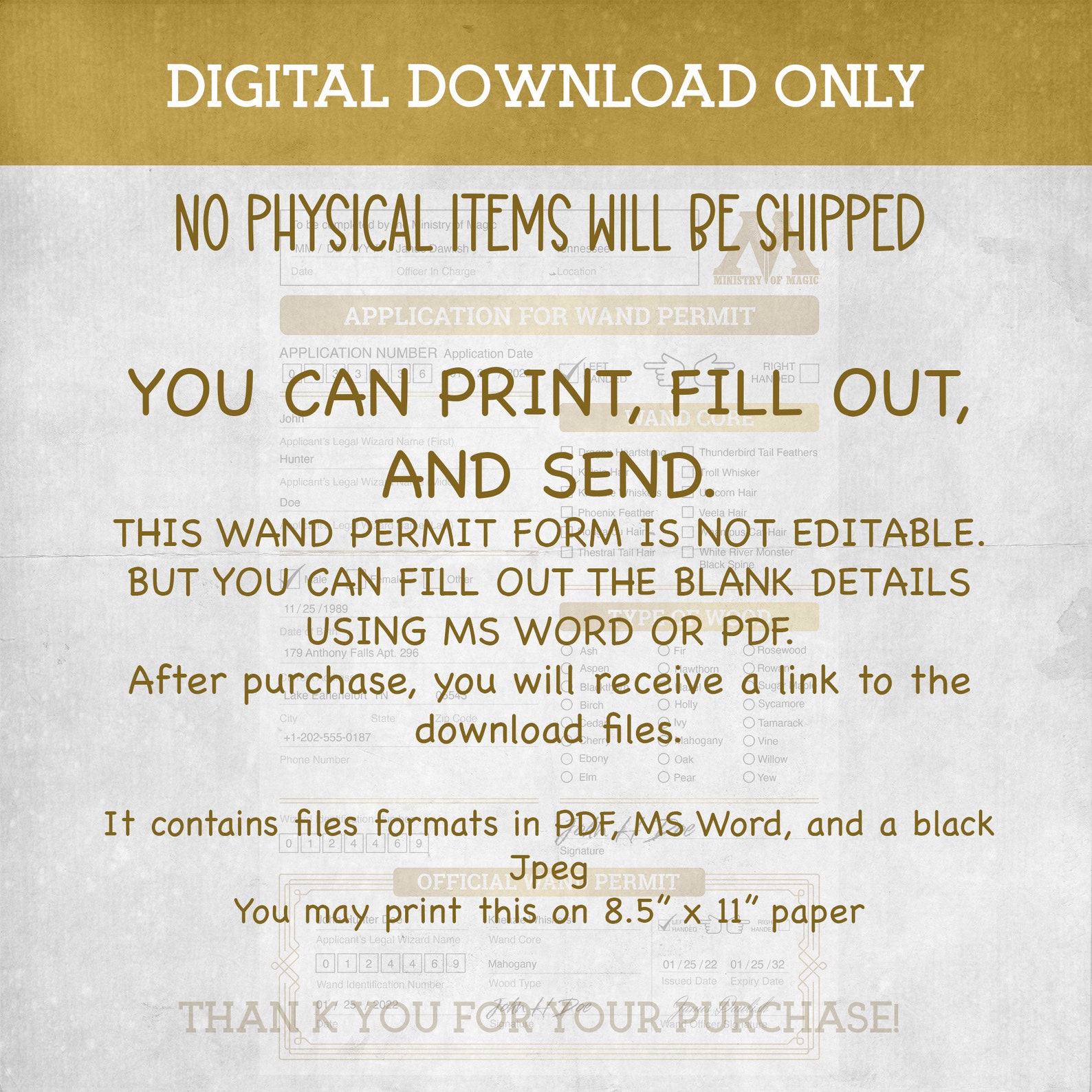 DIY Editable and Printable Wand Application Certification Permits for ...