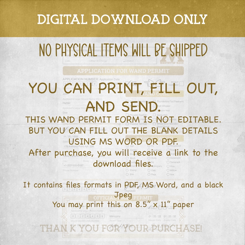 DIY Editable and Printable Wand Application Certification Permits for ...