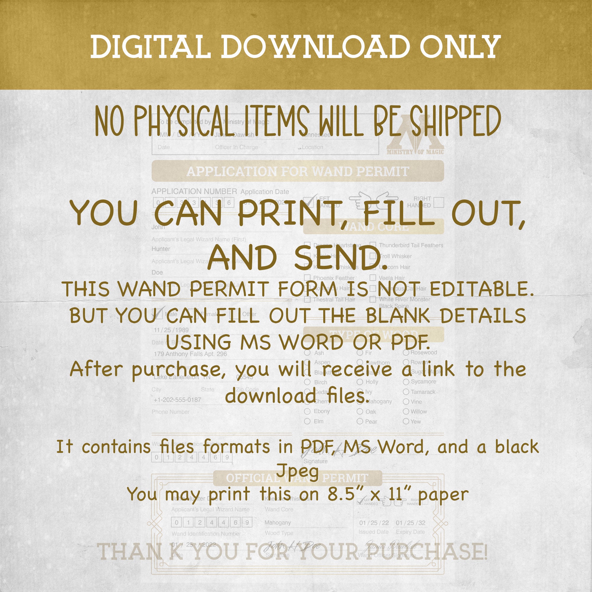 DIY Editable and Printable Wand Application Certification - Etsy Australia