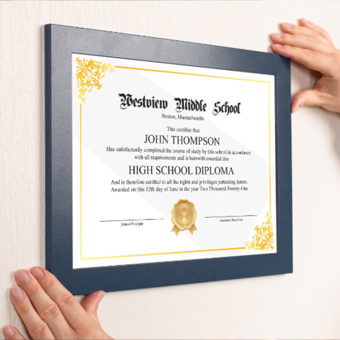 Printable High School College Diploma Template - Editable, DIY Template ...