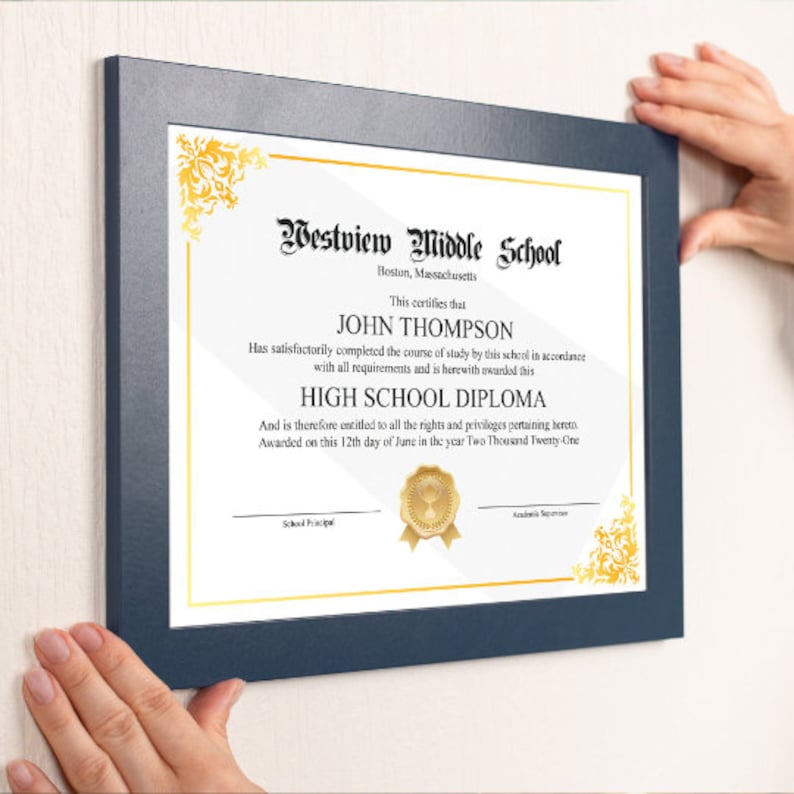 Printable High School College Diploma Template - Editable, DIY Template ...