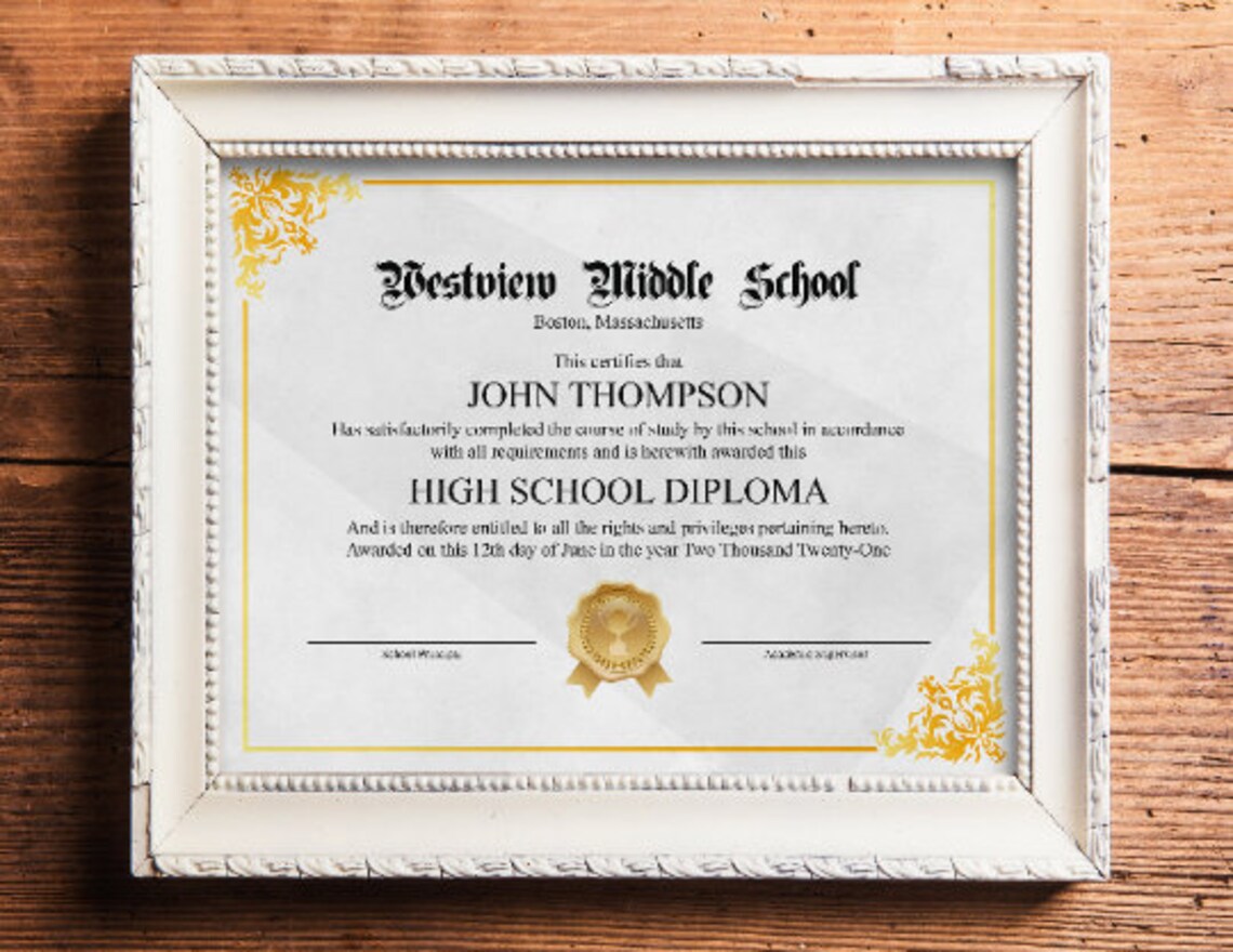 Printable High School College Diploma Template - Editable, DIY Template ...