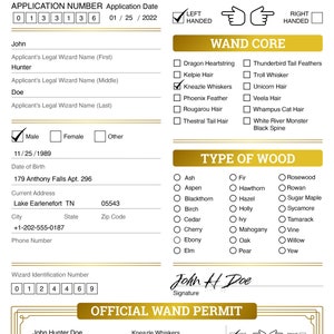 DIY Editable and Printable Wand Application Certification Permits for ...