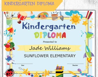 Preschool Diploma Printable & Editable DIY Certificate Diploma, Instant ...