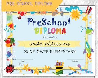First Grade Diploma Printable & Editable DIY Certificate Diploma ...