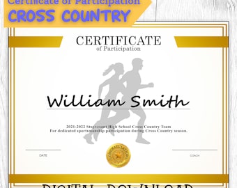 Blank Cross Country Certificate - Etsy