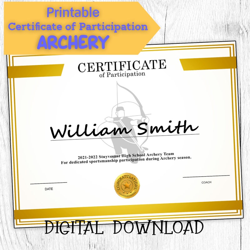 Archery Certificates - Etsy