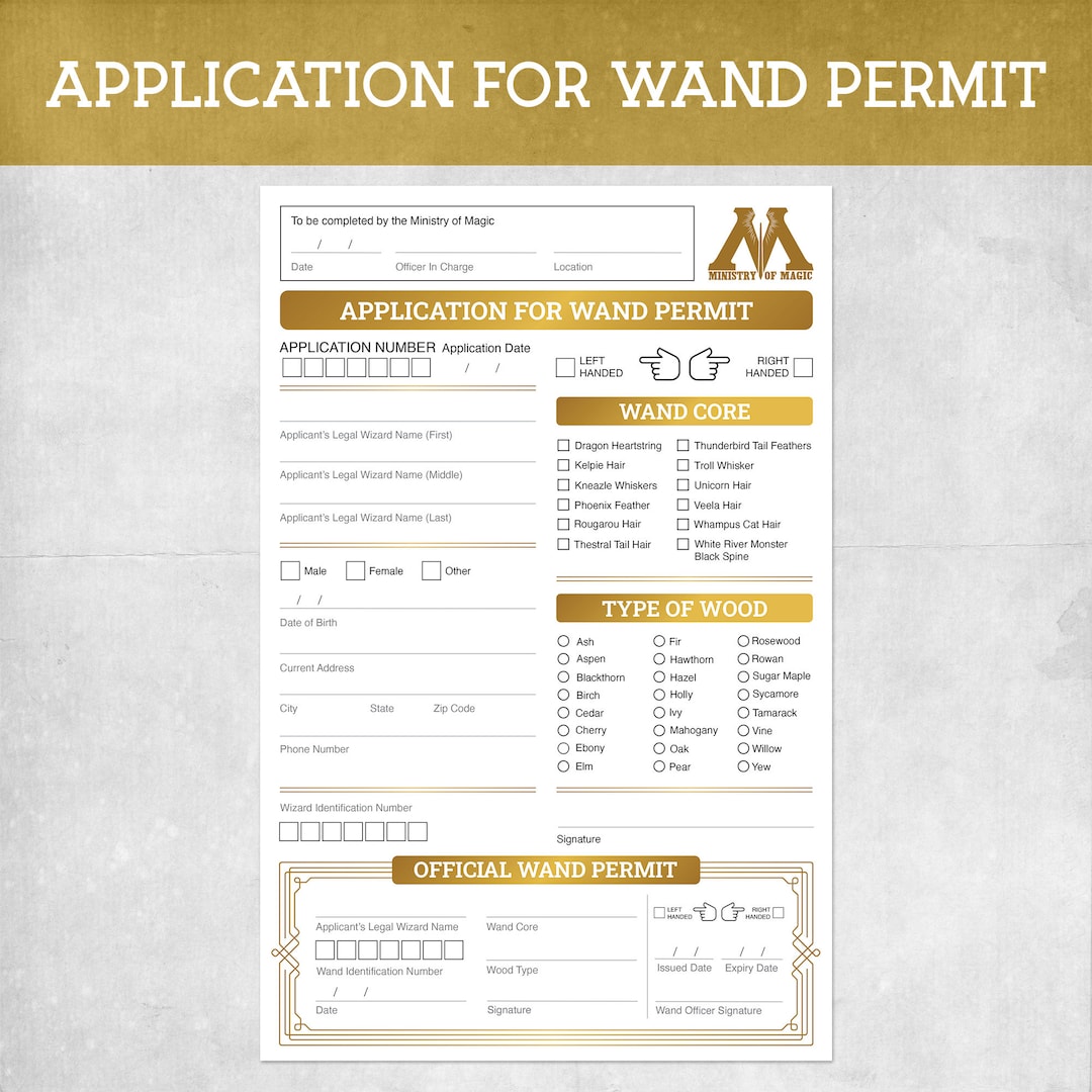 DIY Editable and Printable Wand Application Certification Permits for ...