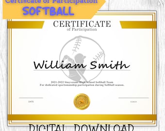 DIY Editable and Printable Sports Certificate Template | Etsy
