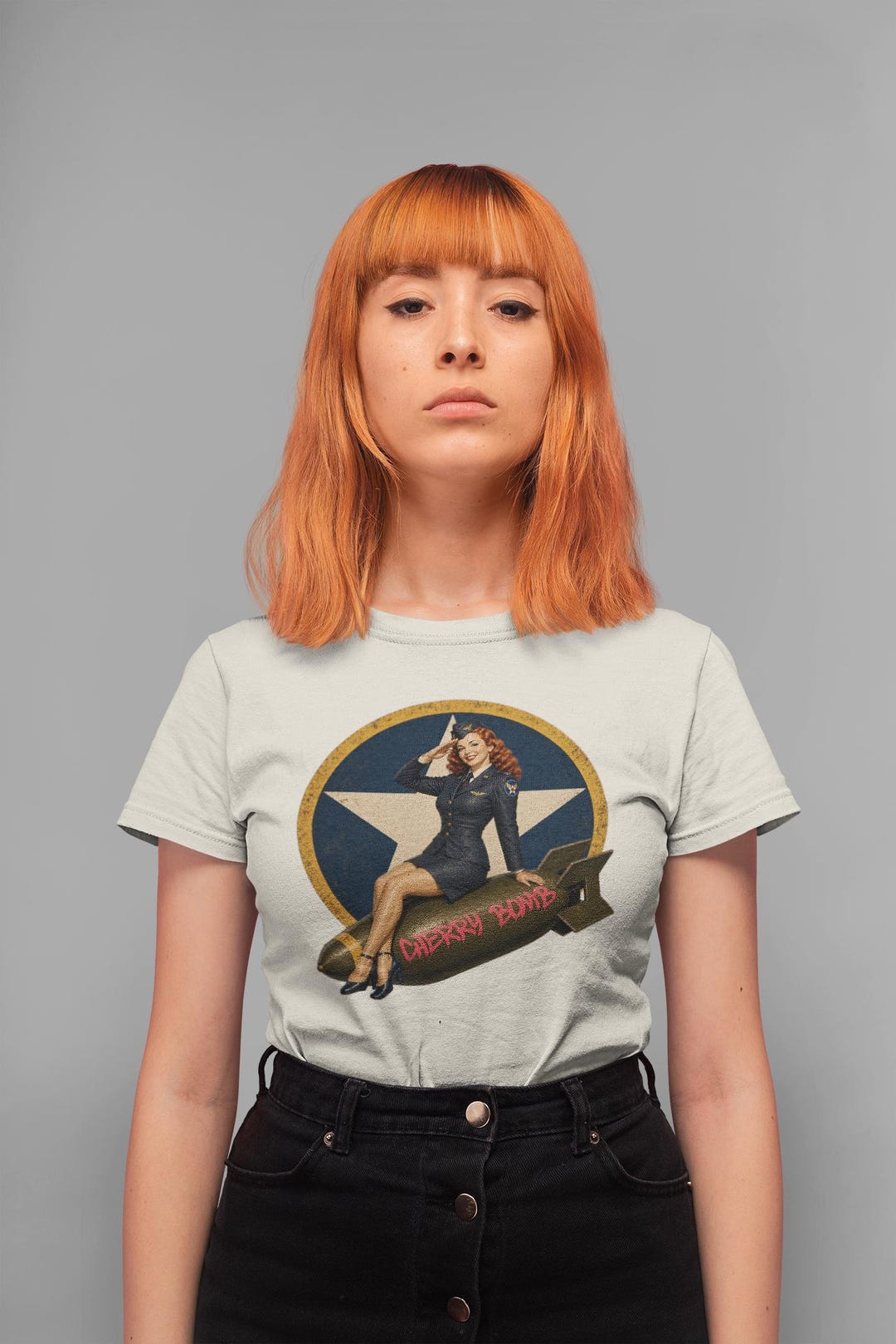 Cherry Bomb Pin up T-shirt, WWII Nose Art Style Retro Tee - Etsy UK