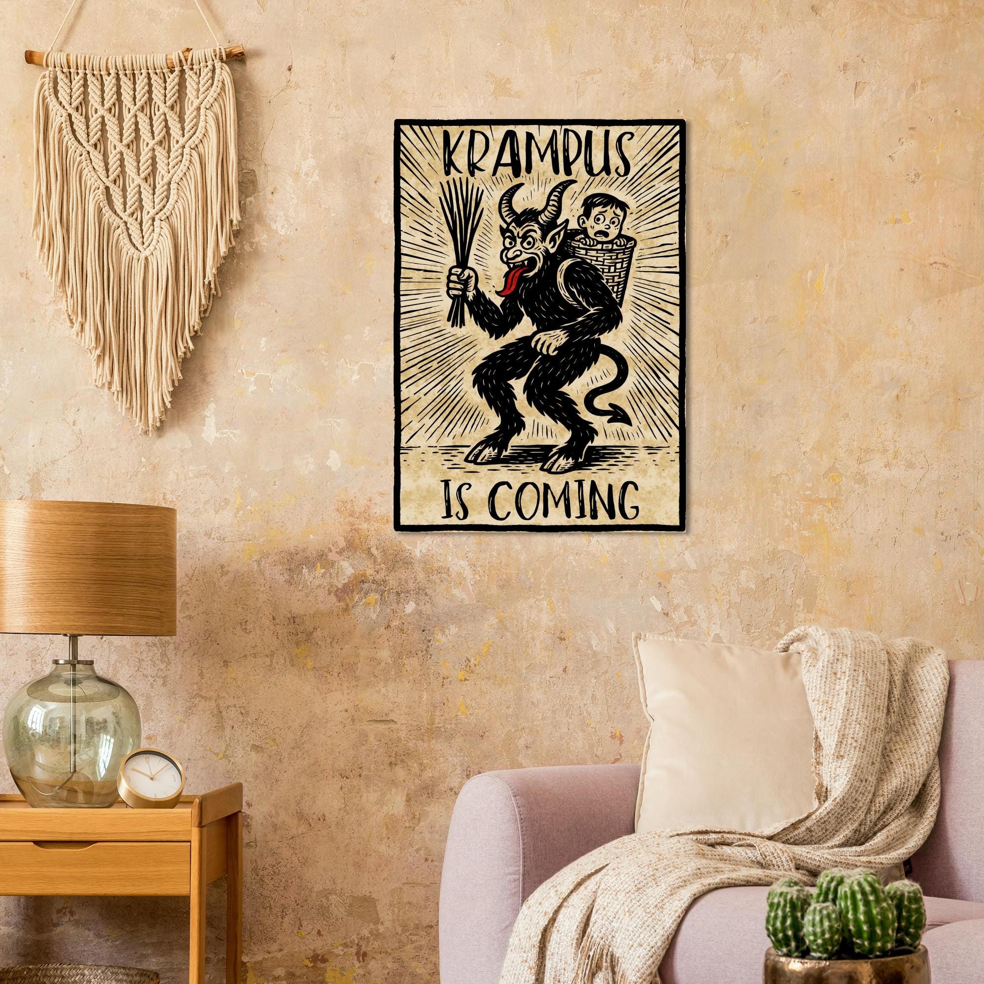 Krampus is Coming Vintage Poster | Gothic Christmas Wall Art - Etsy