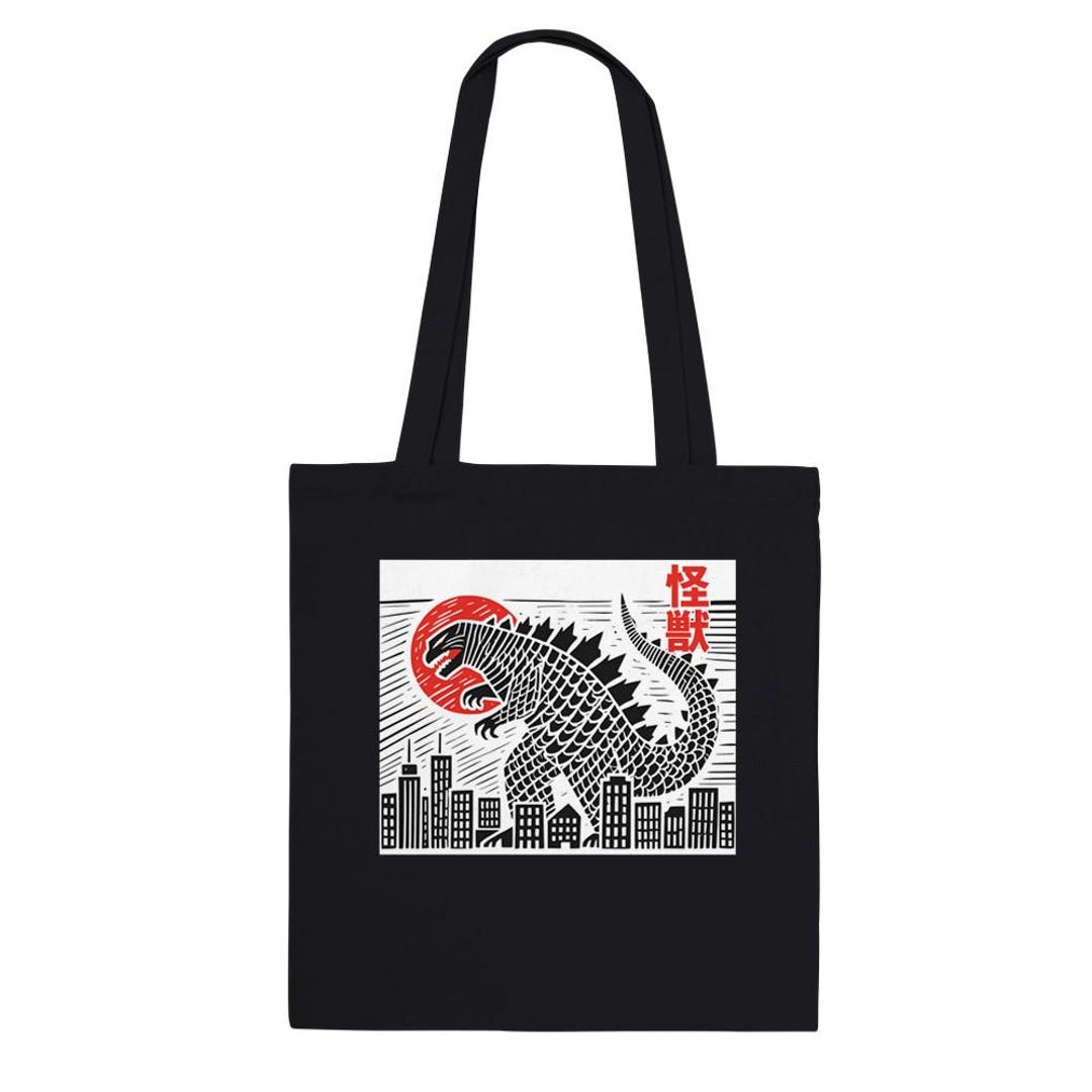Kaiju Tote Bag Godzilla-inspired Japanese Print Canvas Bag, Eco ...