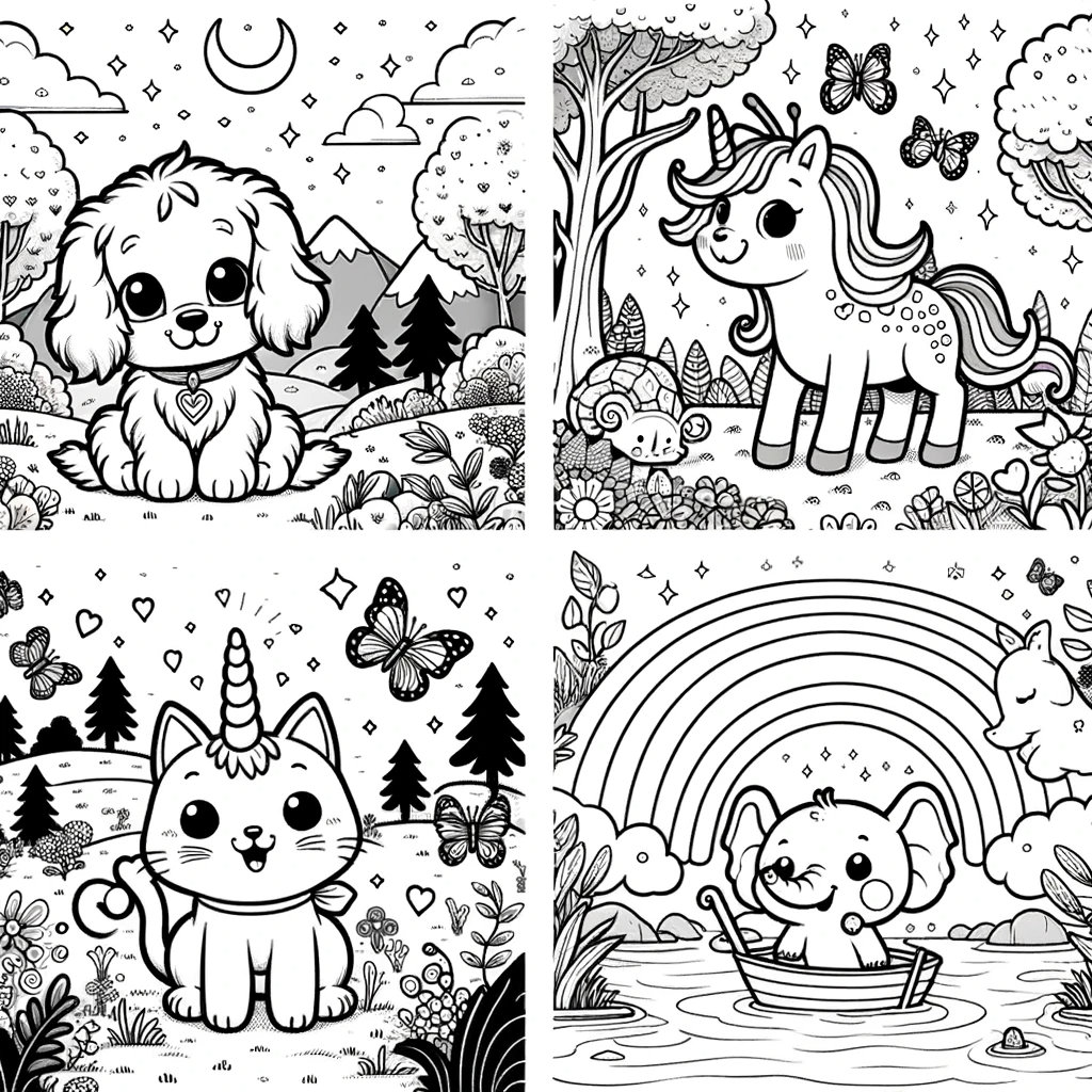 Coloring Pages of the Unicorn Puppy and Her Friends - Etsy