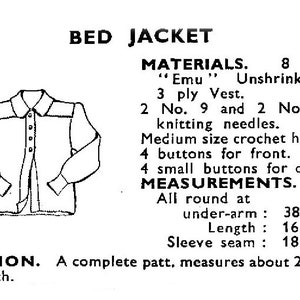 Vintage Bed Jacket Knitting Pattern Pdf Download - Etsy