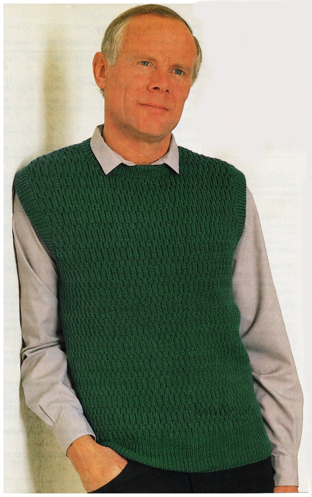 Men's Vest/slipover Vintage Knitting Pattern Pdf Download 7 Sizes - Etsy