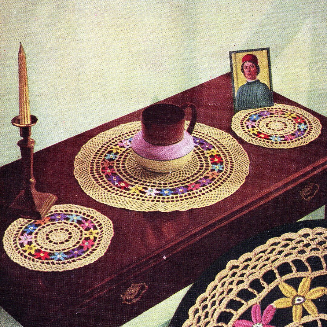 Crochet/embroidery Flower Doily's Cheval Set Pattern Pdf Download - Etsy