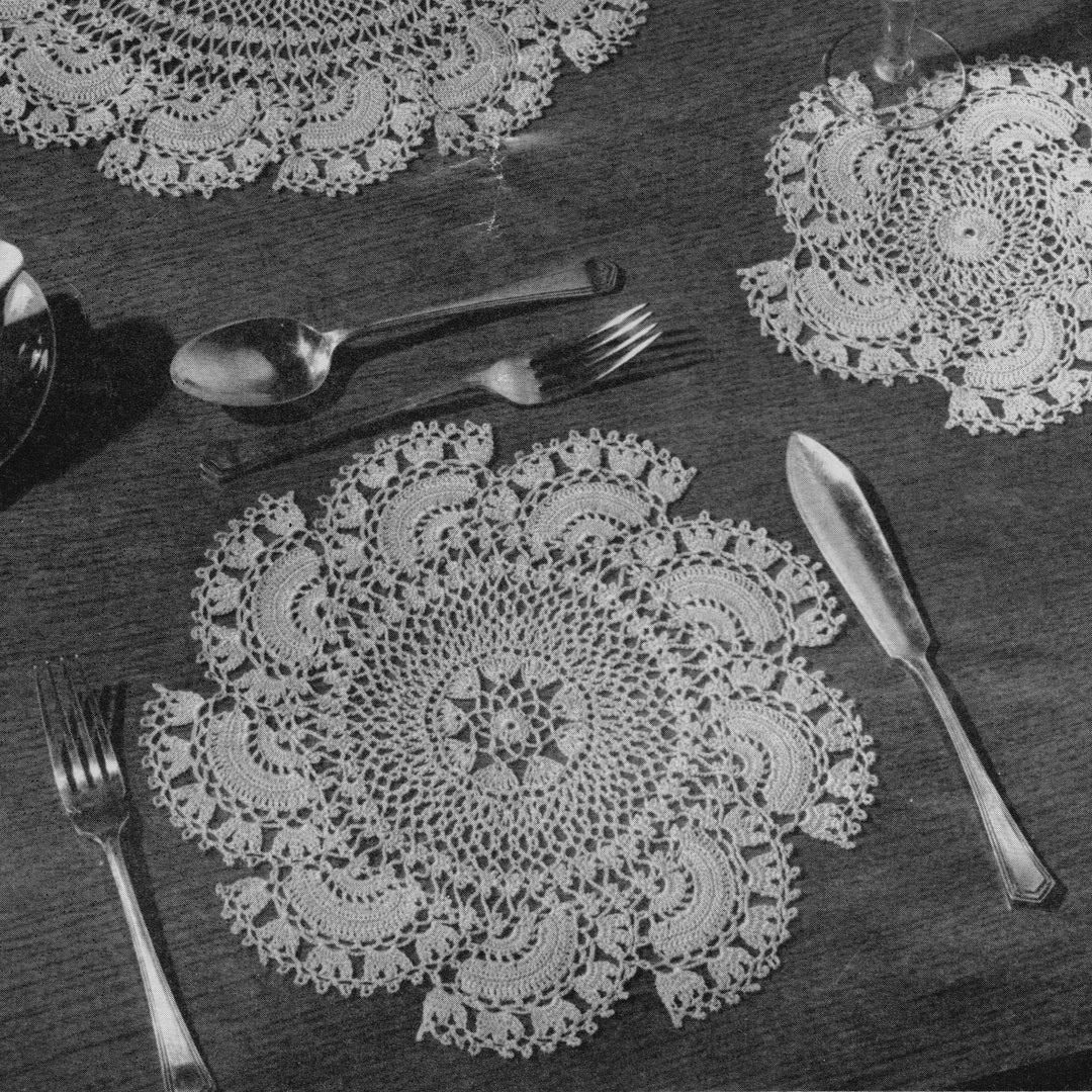 Fan Doily Lunch Set Crochet Pattern Pdf Download - Etsy