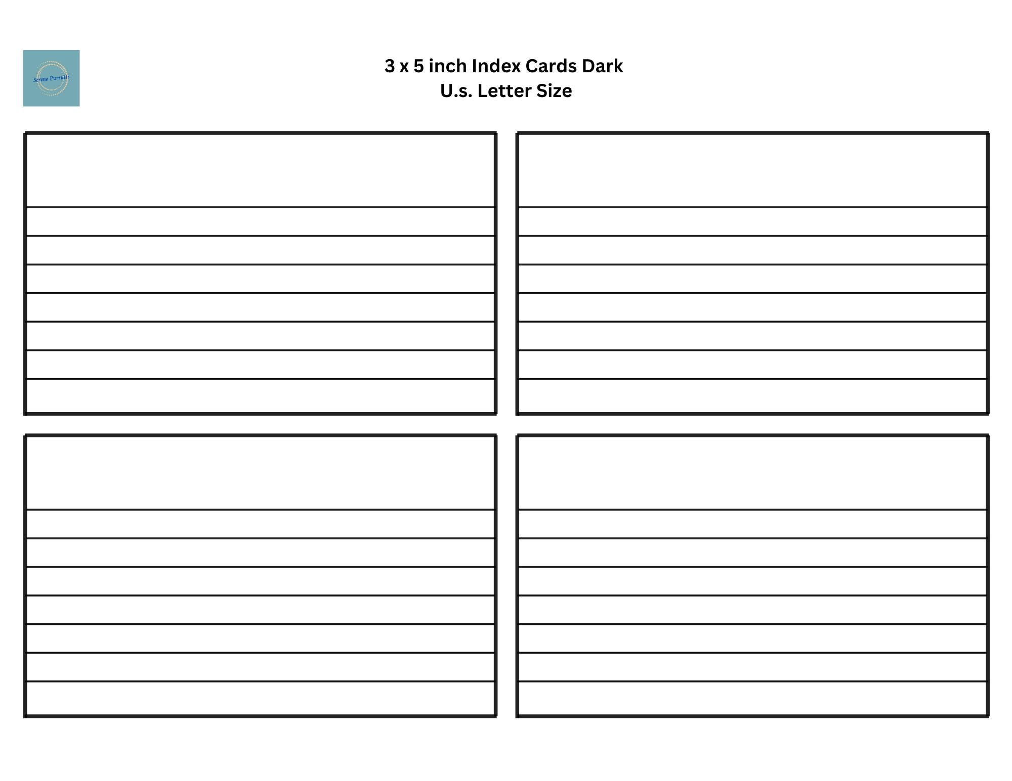 Index Cards A4 and U.s. Letter Standard Size 3 X 5 Inch, Dark & Light ...