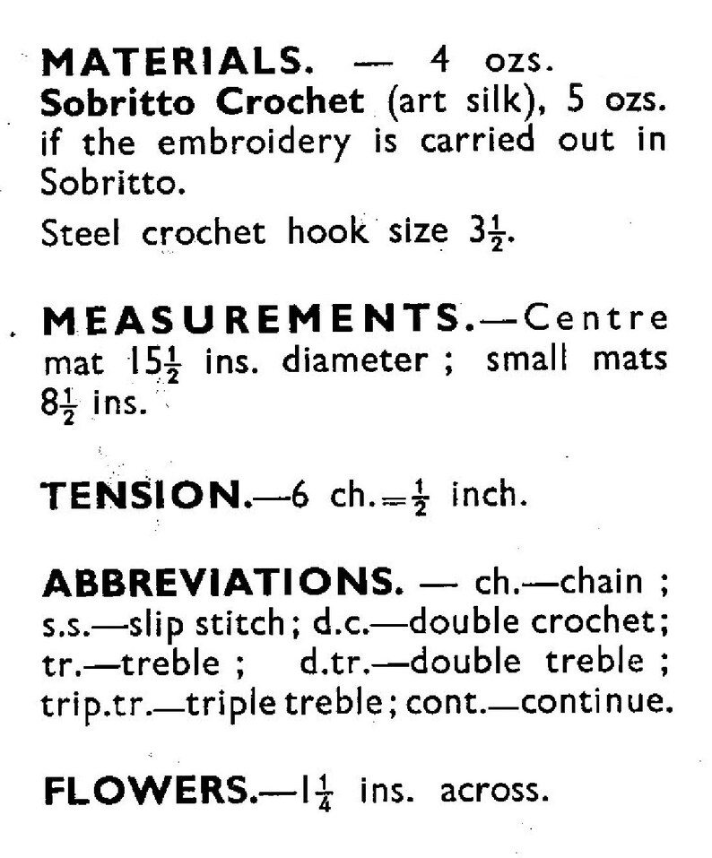 Crochet/embroidery Flower Doily's Cheval Set Pattern Pdf Download - Etsy
