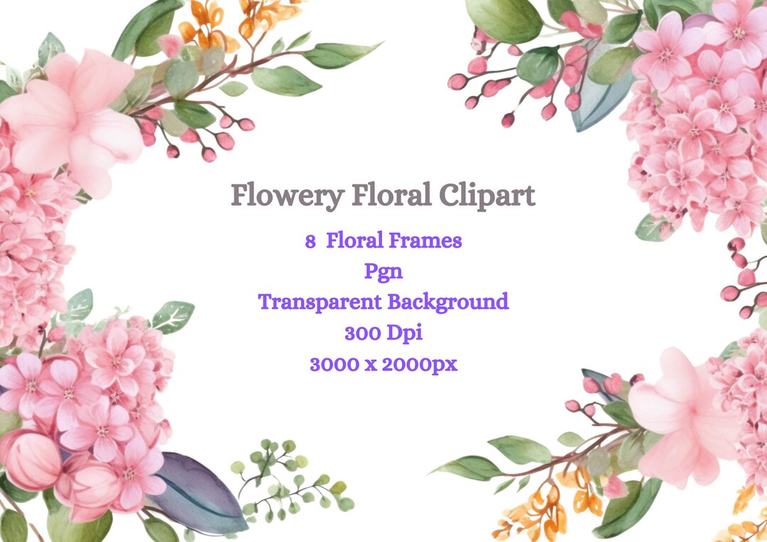 Clipart Spring Floral Frames, 8 Frames, High Quality Clipart, Pgn, Dpi ...